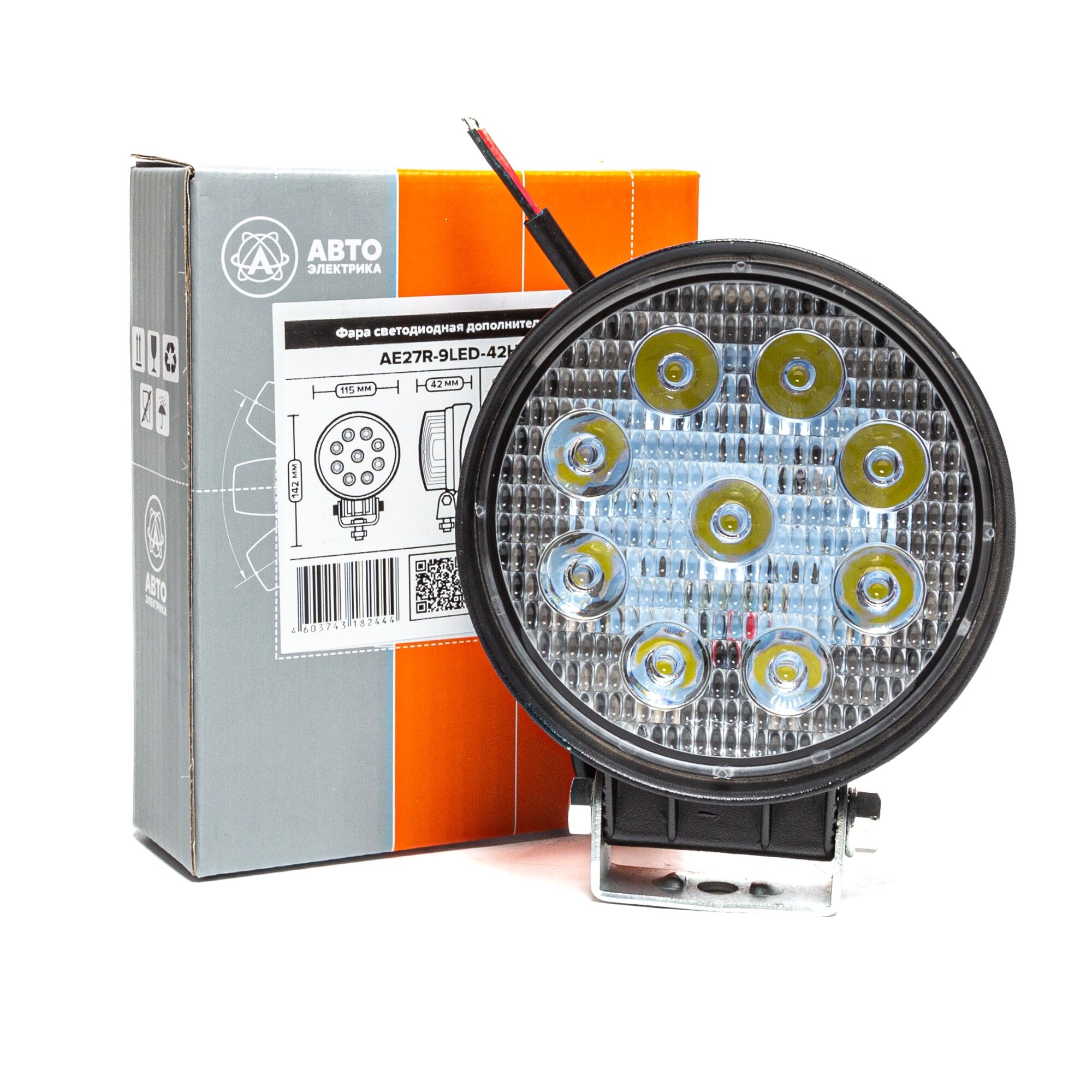 Фара светодиодная дополнительная, 12/24В, круглая, арт. AE27R9LED42HC АвтоЭлектрика