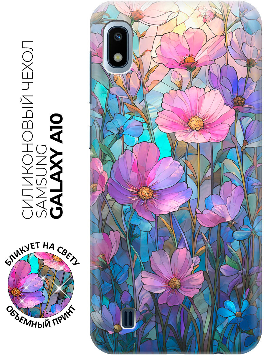 Силиконовый чехол на Samsung Galaxy A10 с принтом "Волшебный цветочный витраж"