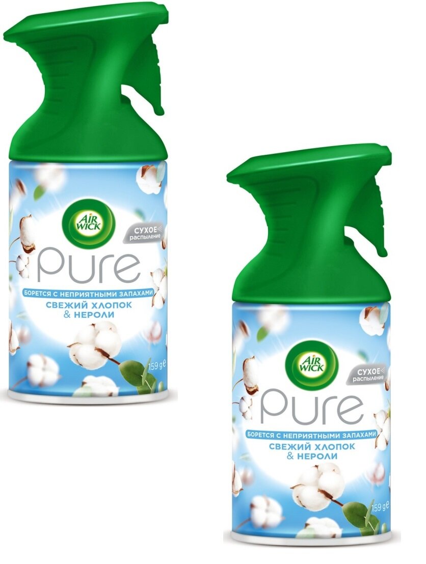 Освежитель воздуха Air Wick Pure Гармония единения с природой (Свежий хлопок и Нероли), 250мл 2шт