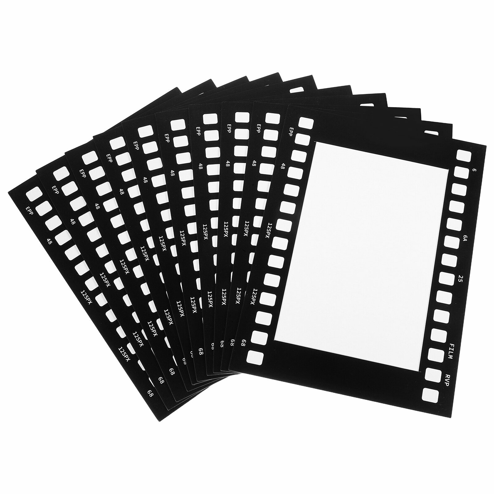 Набор из 10 черных бумажных фоторамок в стиле киноленты для оформления школьных стен