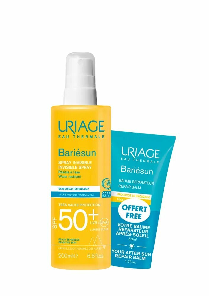 Uriage Набор Барьесан SPF 50+ Невидимый спрей 200 мл +Барьесан Восстанавливающий бальзам после солнца 50 мл