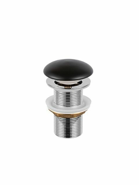 Донный клапан для раковины Ceramicanova CN2000MBnc с керамической накладкой, без click-clack, черный матовый