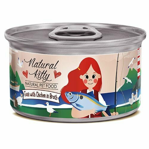 Pettric Natural Kitty Tuna with Chicken in Broth консервы для кошек Тунец с Курицей в бульоне, 80г х 24шт