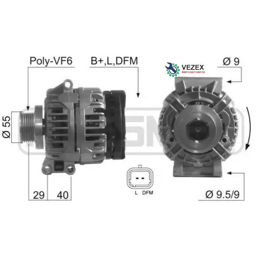 ERA 210397 генератор! 98A\ Renault Logan/Megane/Clio 1.4-2.0i/D 98>