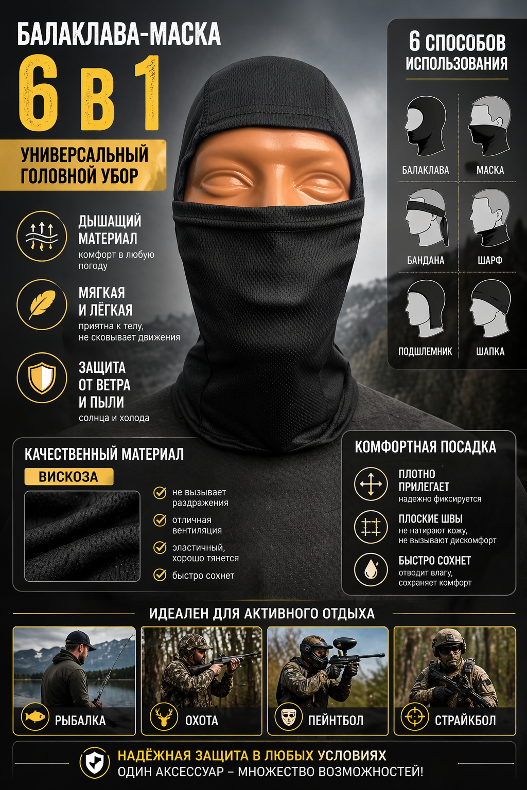 Балаклава для взрослых и детей