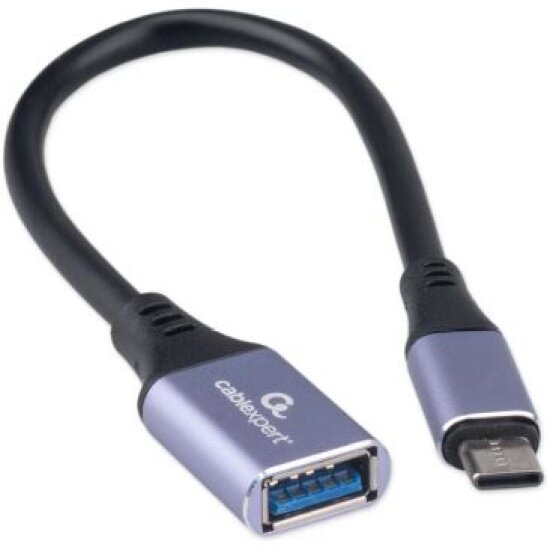 Кабель-переходник Cablexpert USB3.0 OTG A-USB3C-OTGAF-02, Type-C(M)/AF, 0.2м, алюминий, коробка