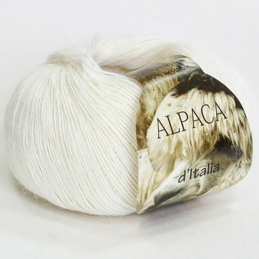 Пряжа для вязания Seam Alpaca d'italia 02 белый 50 гр/300 м 50% альпака, 50% нейлон