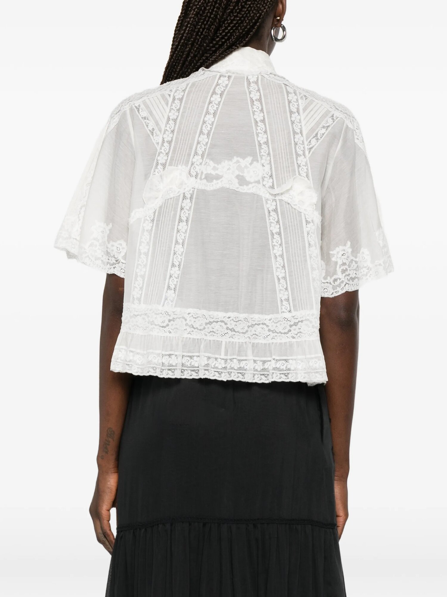 Рубашка Ermanno Scervino Lace-trims shirt, размер 44, бежевый/белый — фото 1