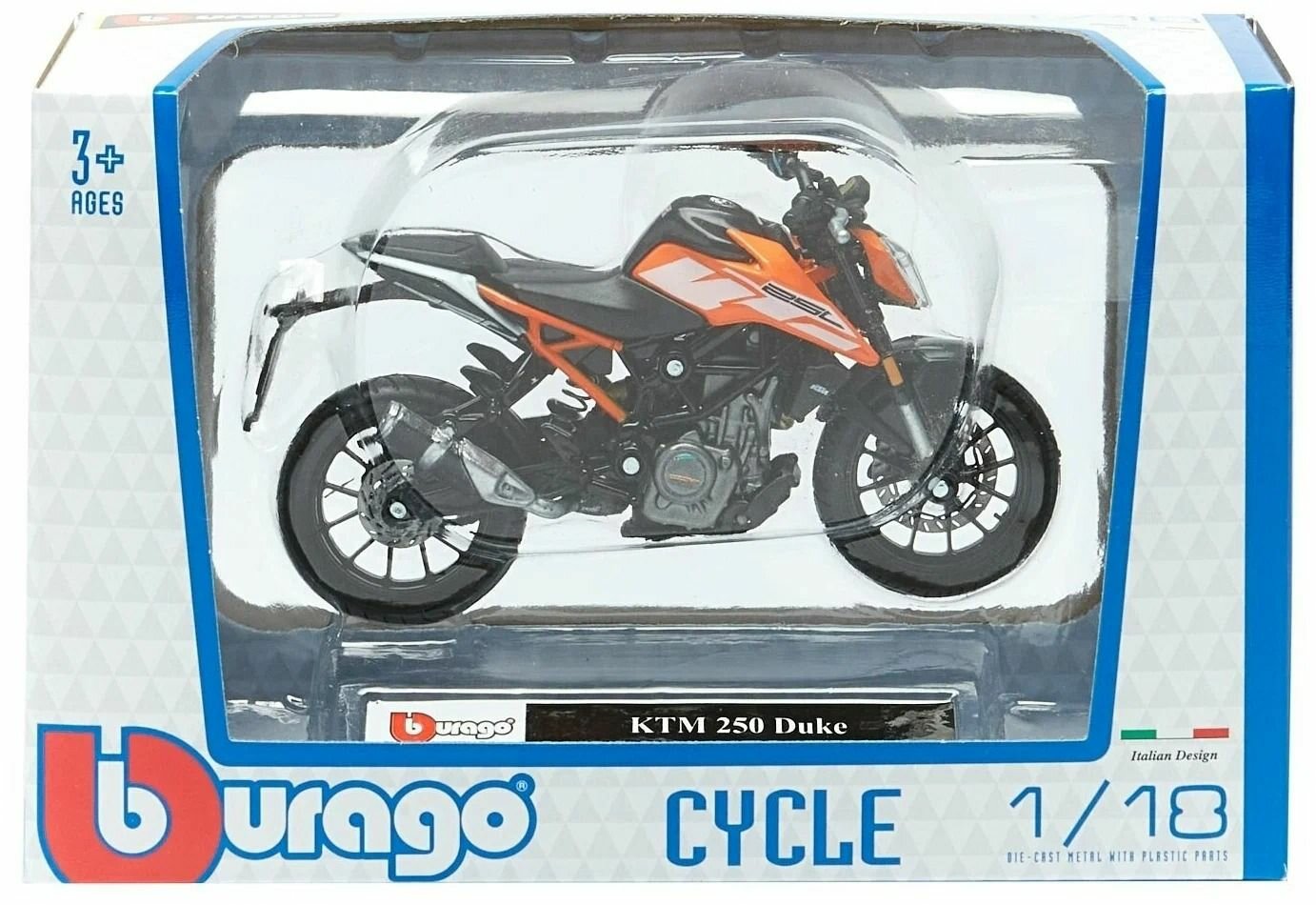 Bburago Мотоцикл масштабная модель KTM 250 Duke, 1:18, оранжевый