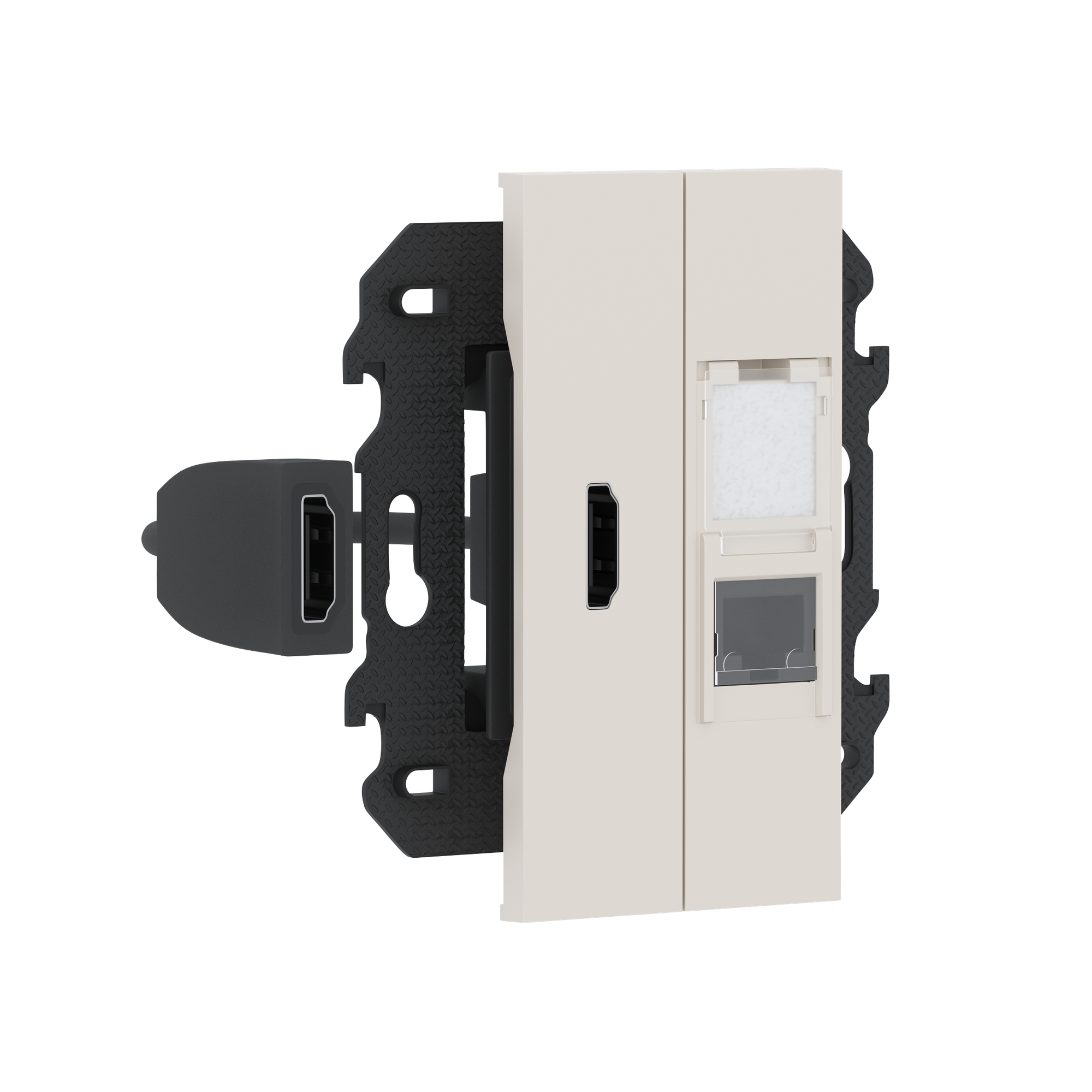 Розетка комбинированная HDMI + RJ45 cat5e UTP, цвет песочный матовый, серия VGD