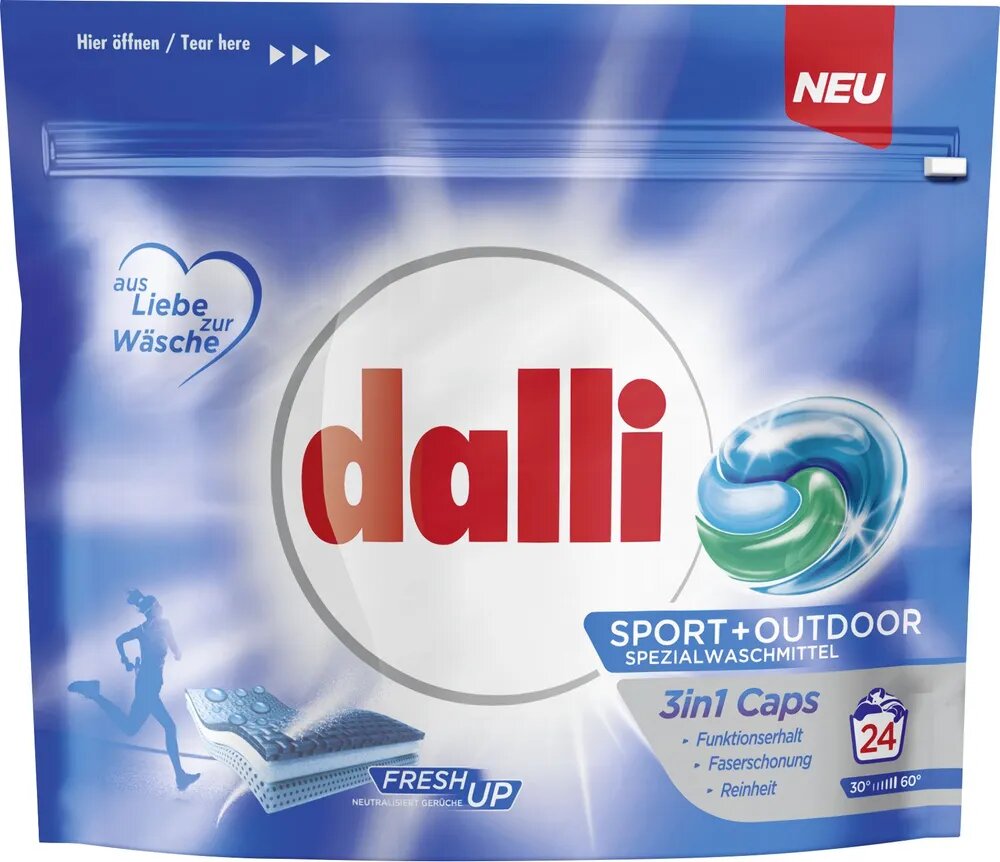 Капсулы для стирки Dalli Sport Outdoor 3in1 для спортивной и туристической одежды 24 шт — фото 1