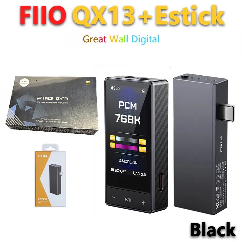 Портативный аудиодекодер FIIO QX13 (включая Estick), усилитель наушников, Black