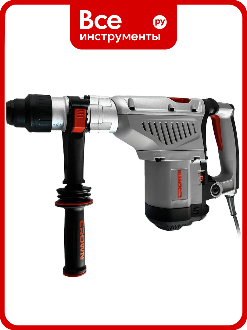 Перфоратор Crown 1350 Вт, 13 Дж CT18215V BMC, построен с предохранительной муфтой, вертикальным двигателем, виброзащитой