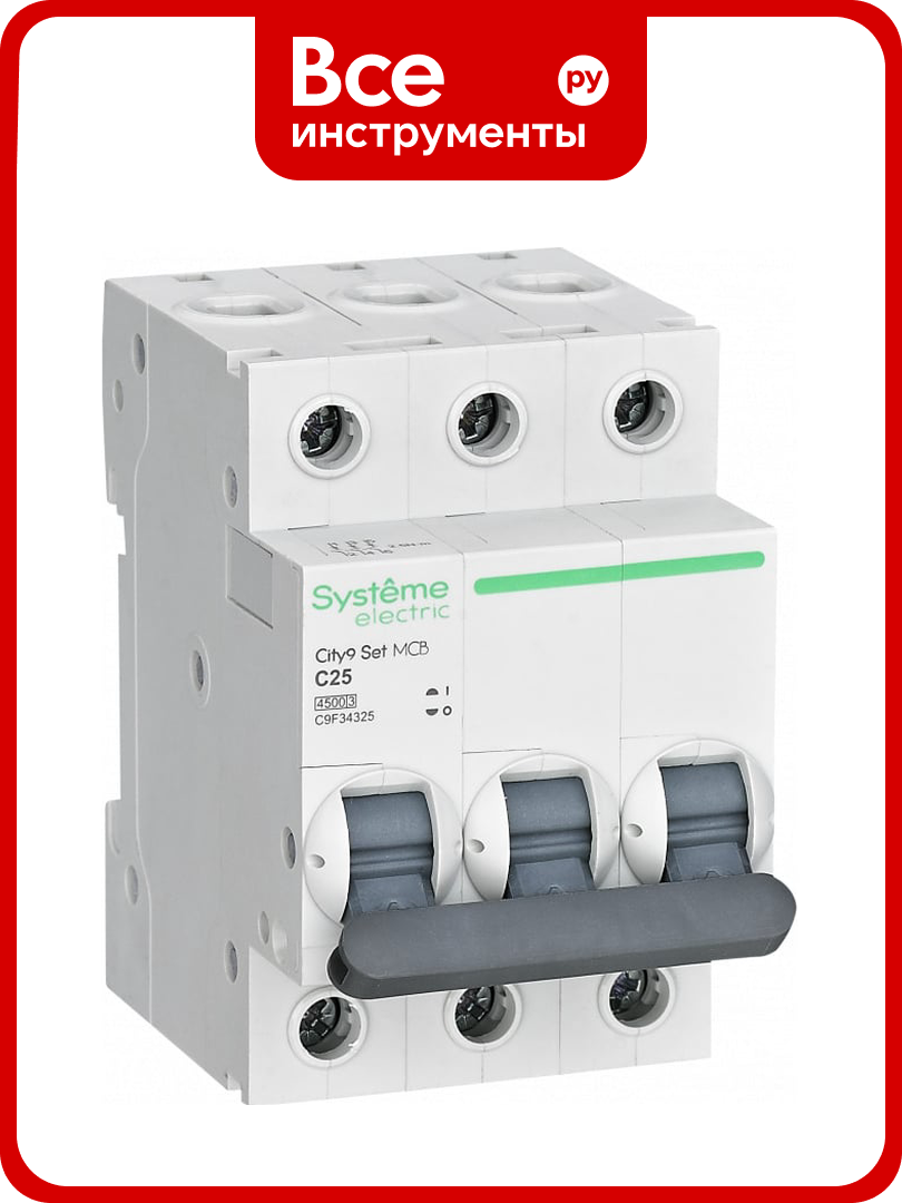 Автоматический выключатель Systeme Electric City9 set ав с 25а 3p 4.5ka 400в (ранее