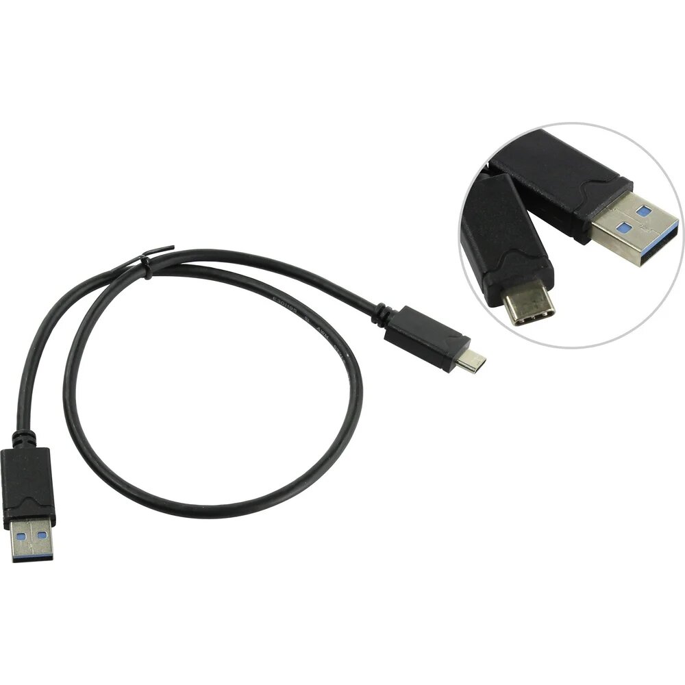 Кабель 5bites TC302-05, USB 3.0, A - Type C, длина 0.5 м, черный — фото 1