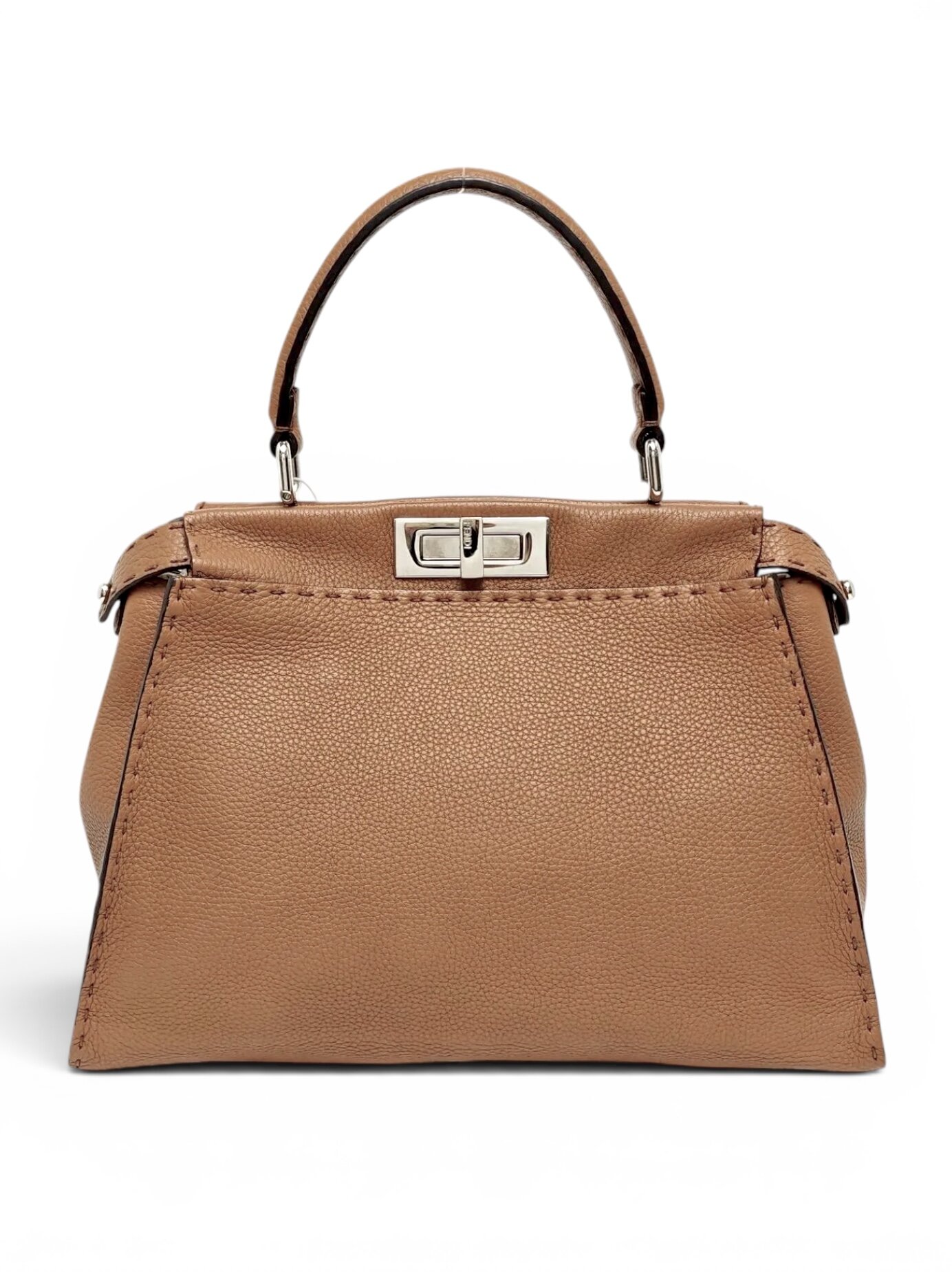 Сумка тоут FENDI Peekaboo Medium, фактура зернистая, коричневый — фото 1
