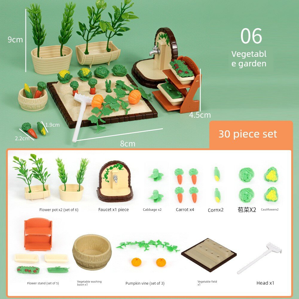 Мини-огород с овощами для детской кухонной игры, ролевая игра