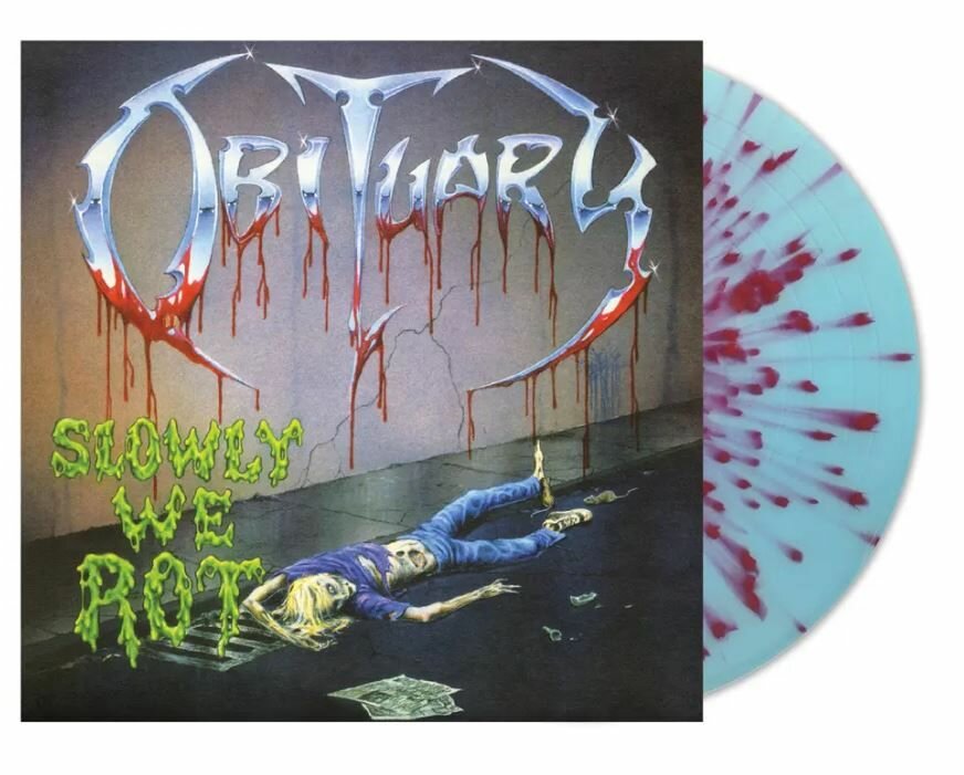 Виниловая пластинка OBITUARY - SLOWLY WE ROT LP Blue Corpse/Blood Splatter LP US Remastered