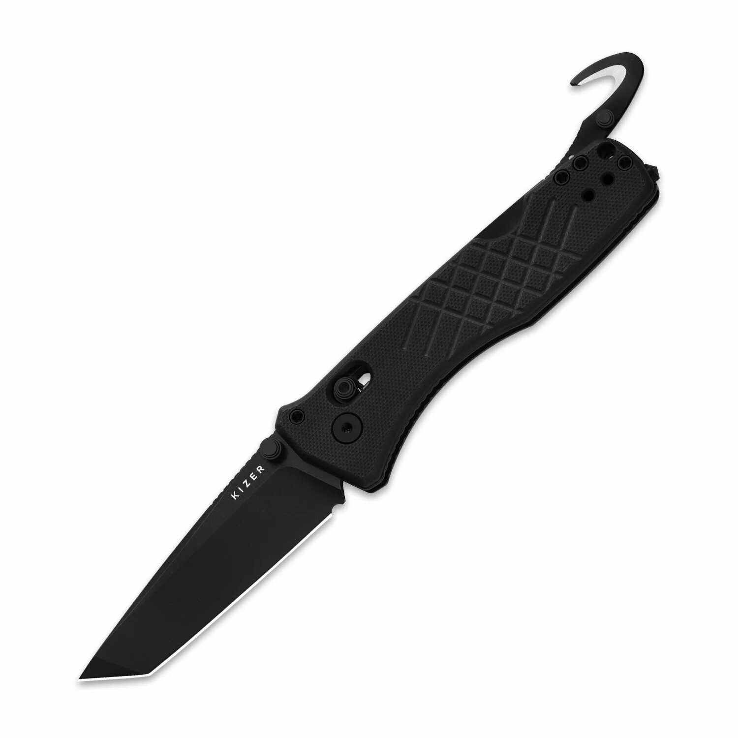 Складной нож спасателя Kizer Aegis T, сталь AEB-L, рукоять G10, черный
