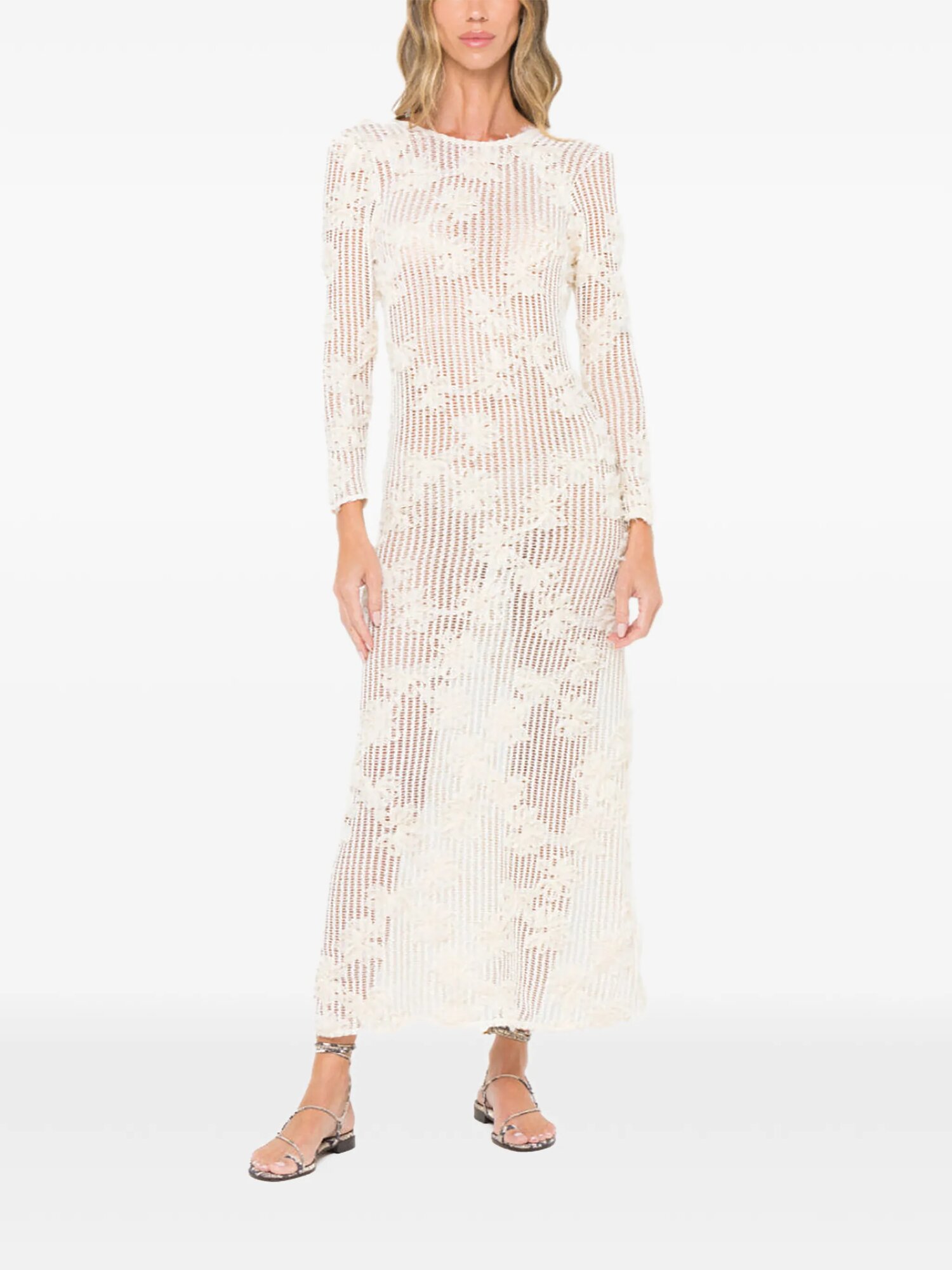 Платье Floral-appliqué open-knit beach dress