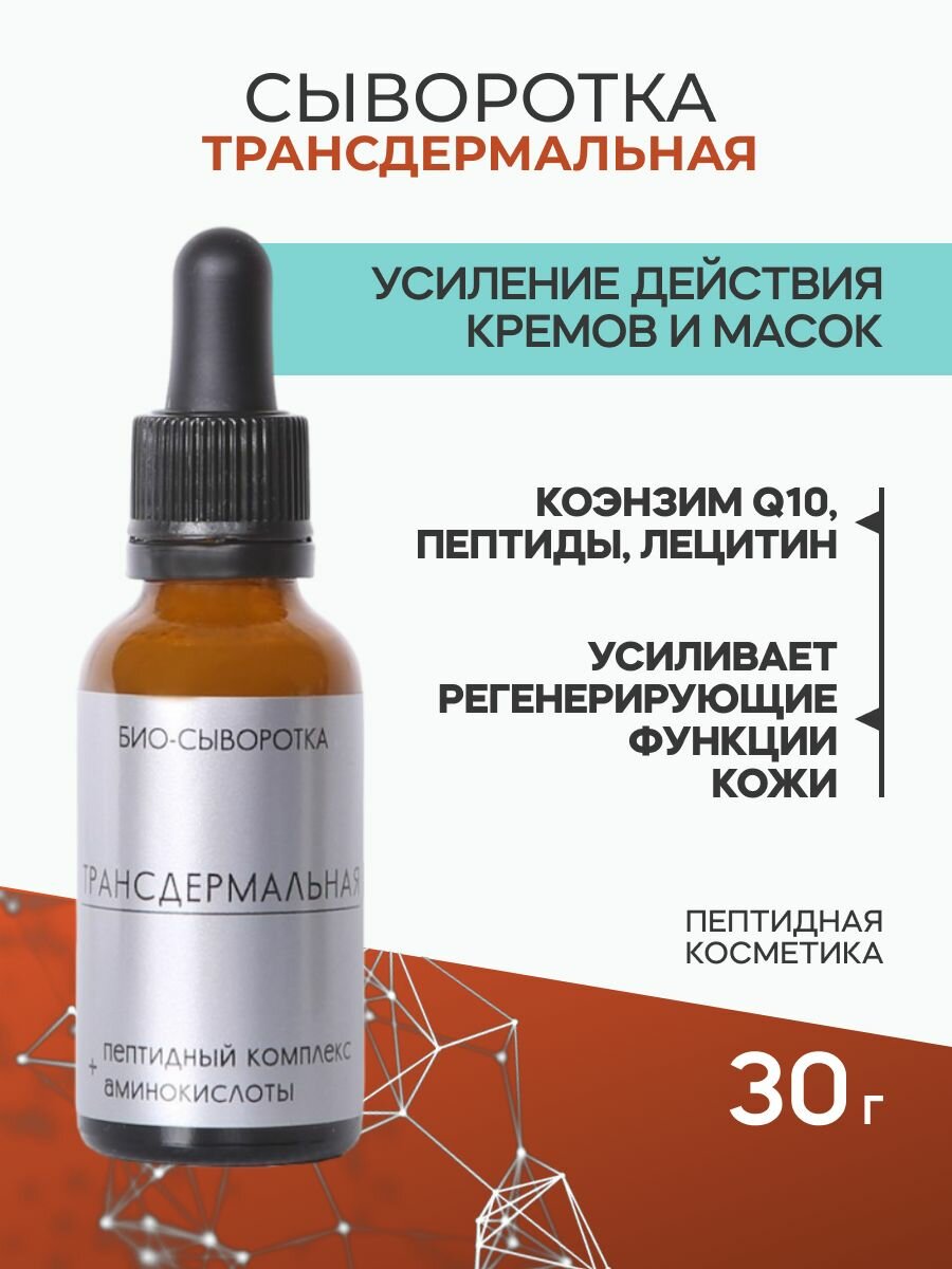 LITALINE Трансдермальная Сыворотка с Коэнзимом Q10 и Пептидами, усиление эффекта кремов и масок, антивозрастная, антиоксидант, 30мл
