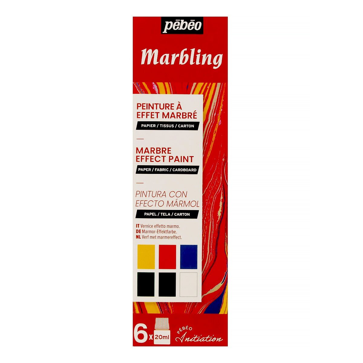 Краски Pebeo "Marbling", Открытие, для техники Эбру, 6 цветов по 20 мл