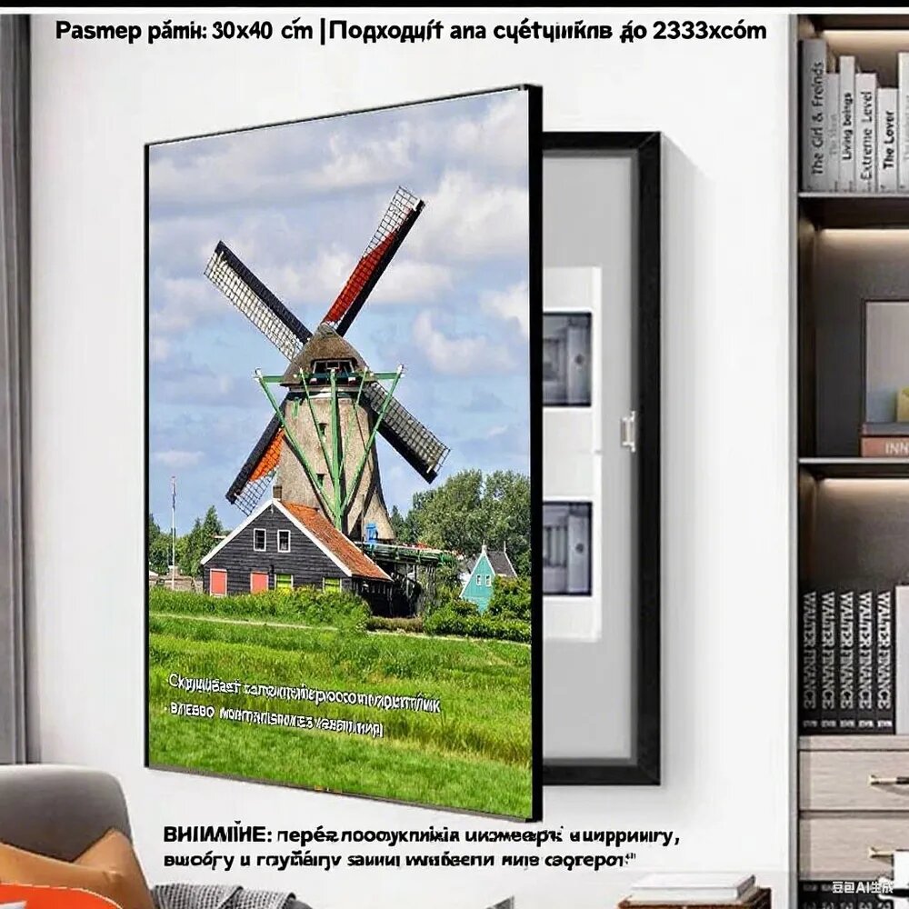 Декоративная крышка для электросчетчика 30x40 см: боковое открывание, абстрактный дизайн, влагостойкий материал