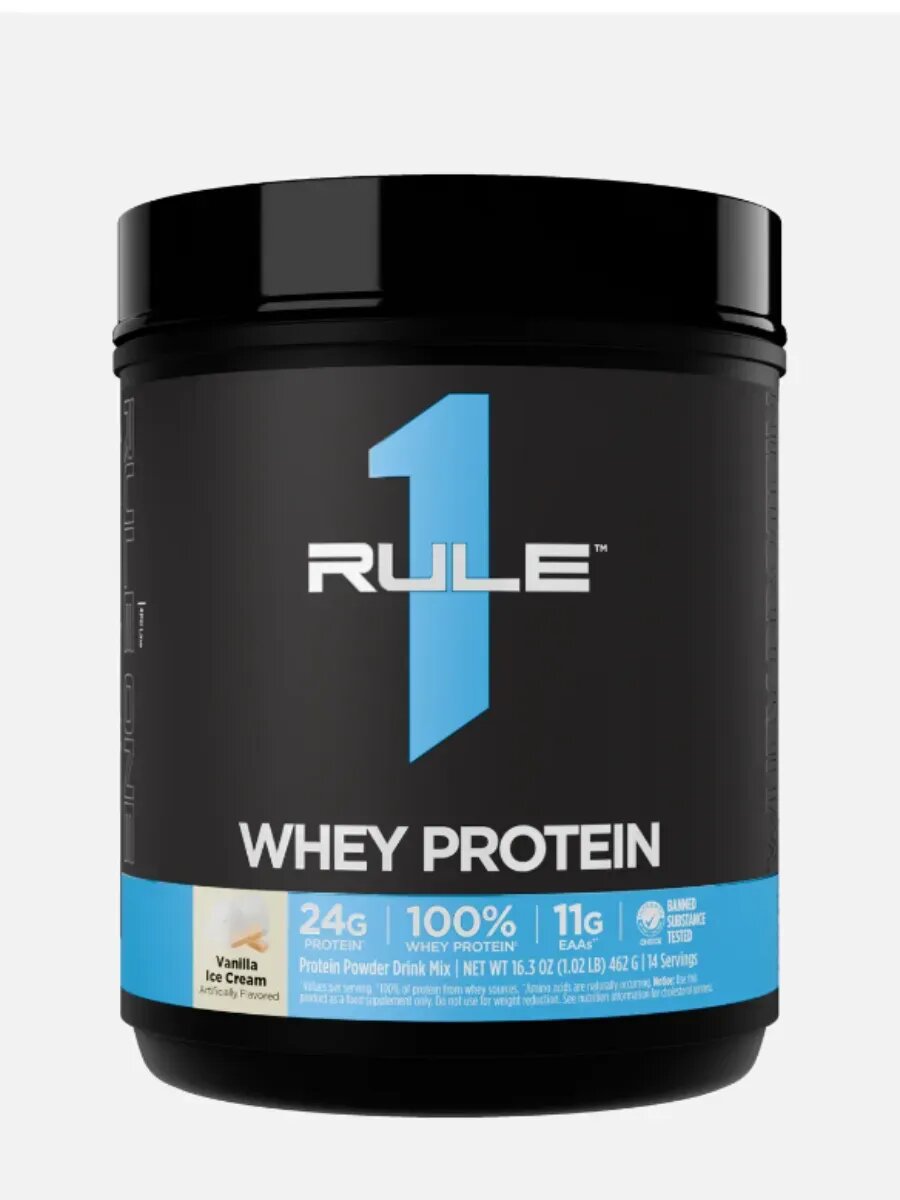 Сывороточный протеин 455гр Ванильное мороженое Whey Protein Rule 1 США, сывороточный протеин