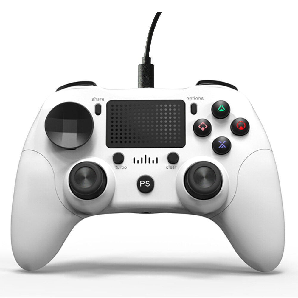 Проводной геймпад PS4 в белом цвете совместимый с PS3 ПК и устройствами Android двойная вибрация низкая задержка для игр