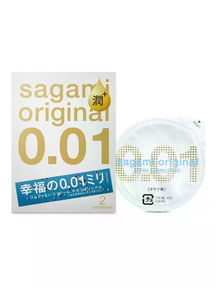 98170 Sagami Original 0.01 Extra Lub (2 шт.). Презервативы с добавлением увеличенного количества лубриканта, полиуретан