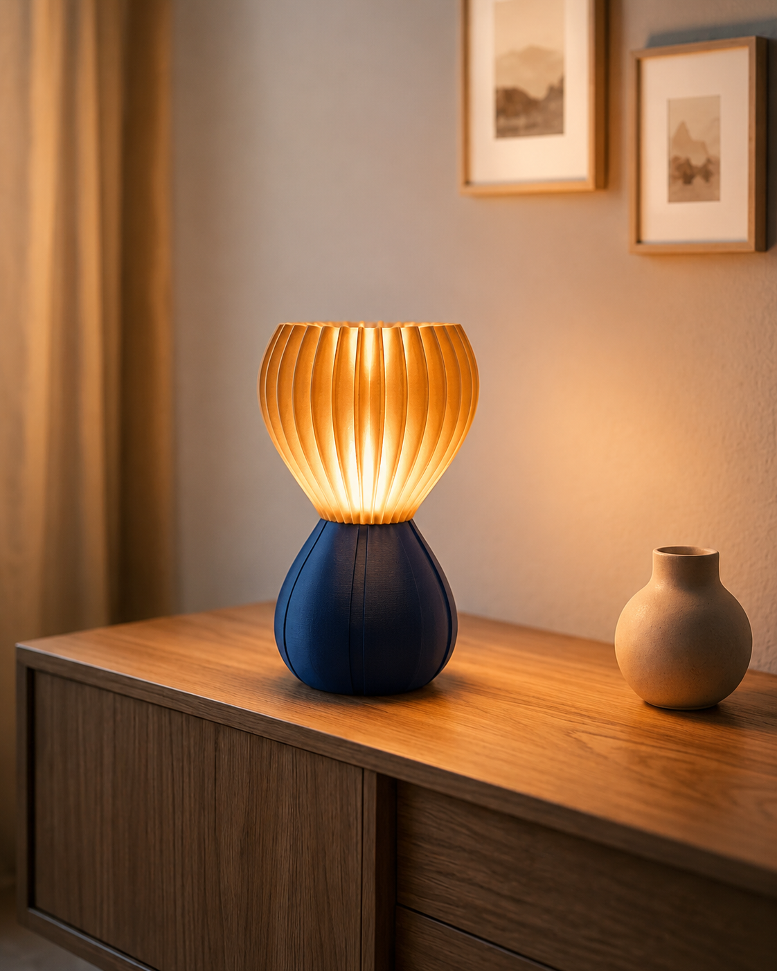 Настольный светильник LUMEN Нюрба, 3D-печать, синий, E14, теплый свет 2700K