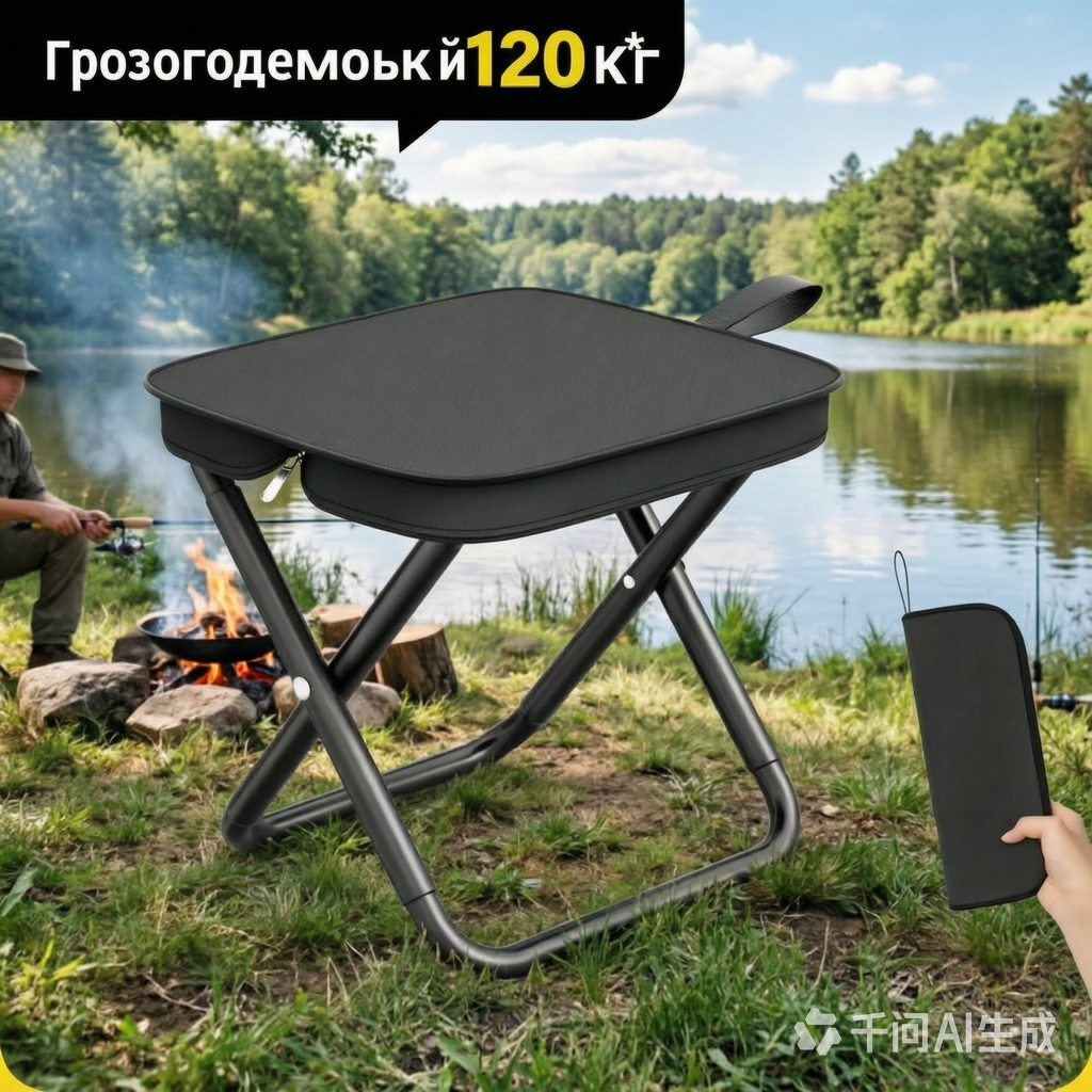 Складной стул-подушка "Чехол для ручной клади" / Компактный походный стульчик с чехлом，23x26x25 см