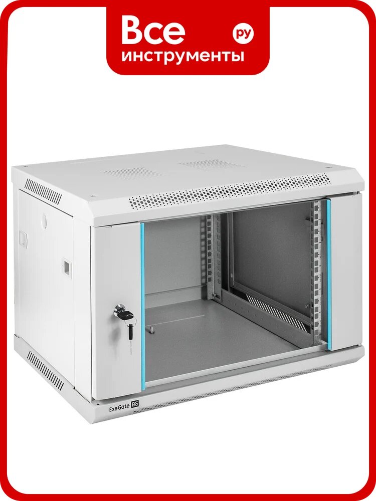 Шкаф телекоммуникационный ExeGate EC-WM-6U.450. G. GREY, 6U, серый, 600x450x370мм