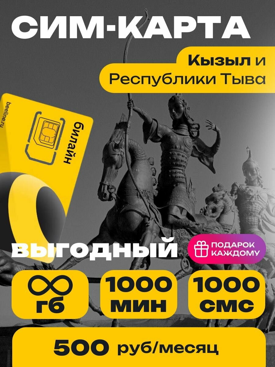 Сим-карта Билайн тариф Выгодный Республика Тыва Безлимитный интернет и 1000 минут за 500 руб.