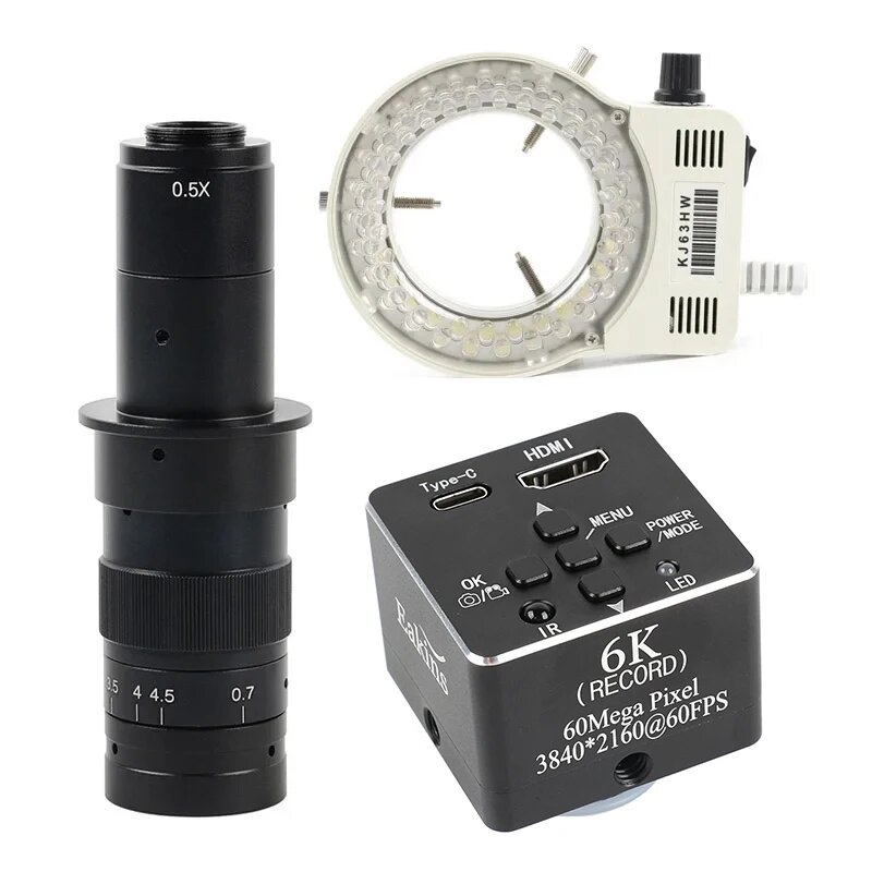 Видеокамера для микроскопа Eakins 6K 4K 1080P 60FPS 60MP 180X Lens LED Light
