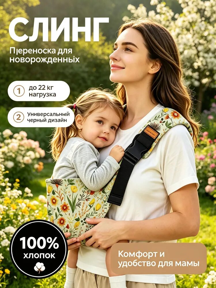 Рюкзак-типа "слинг" для новорожденных для прогулок и путешествий с малышом в поликлинику, магазин