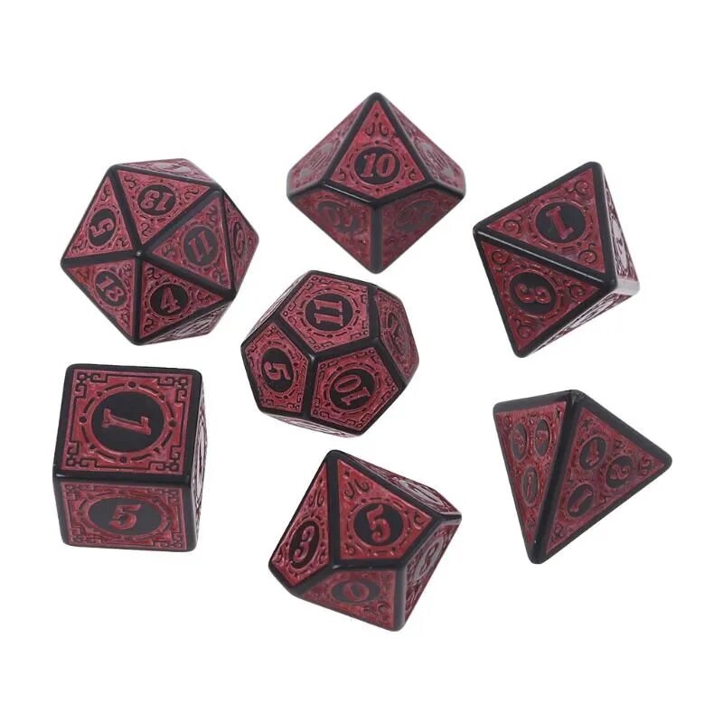 Набор из 7 акриловых игральных кубиков, красный