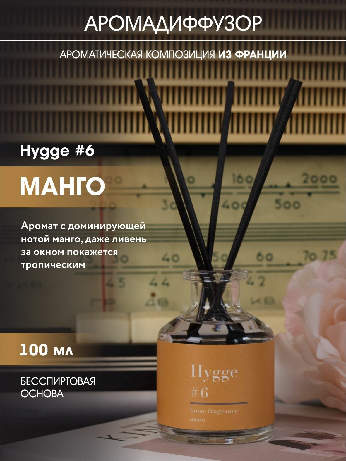 Аромадиффузор Arida Home, 100 мл, Hygge 6 Манго