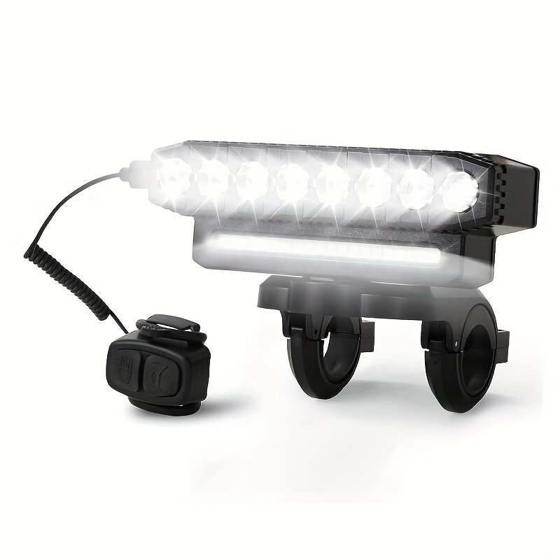 Велосипедная передняя фара 8 LED 20 SMD, аккумулятор 4000mAh, 120 дБ, 4 режима, USB-зарядка, черный, универсальная для горных и шоссейных велосипедов