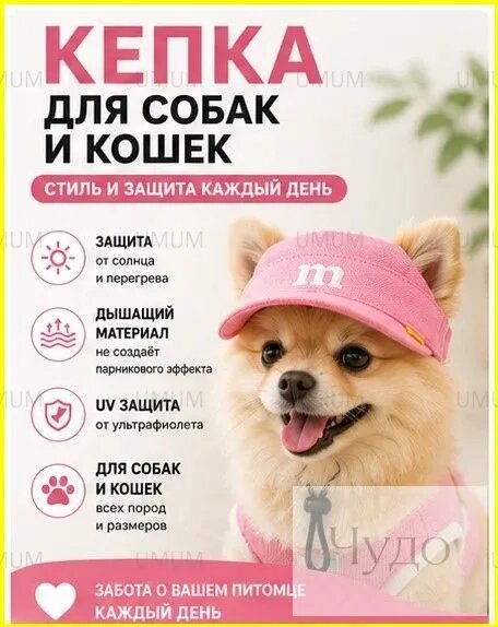 Кепка для собак и кошек с ушками розовая, летняя кепка для мелких пород, аксессуар для шпица, чихуахуа, йорка Панама. Шляпа
