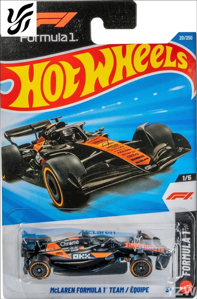 Машинка Hot Wheels McLaren Formula 1 Team, масштаб 1:64, металл, пластик, 7 см