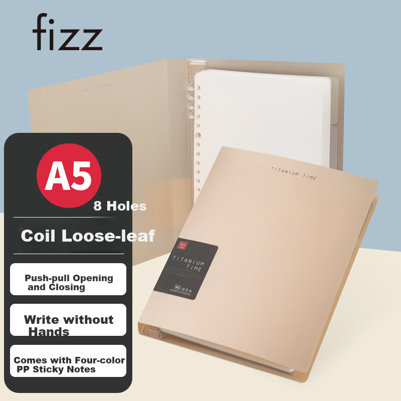 Fizz Stationery A5 60-страничный съемный спиральный обложка PP четырехцветные записные книжки-планнеры