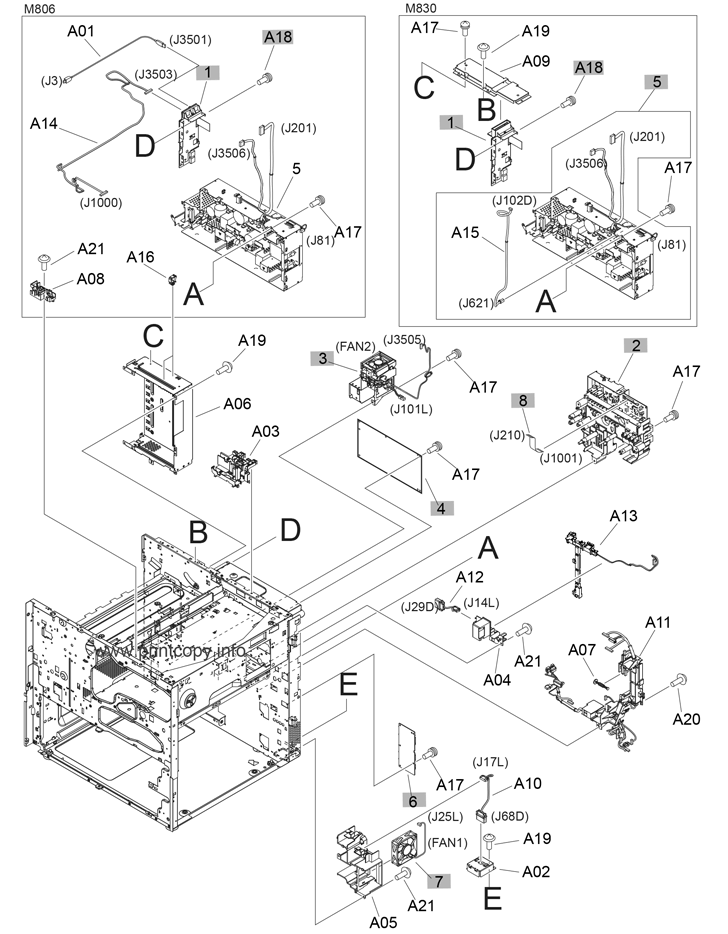 Высоковольтная плата питания RM1-9767 для HP LaserJet Enterprise M806/ M830