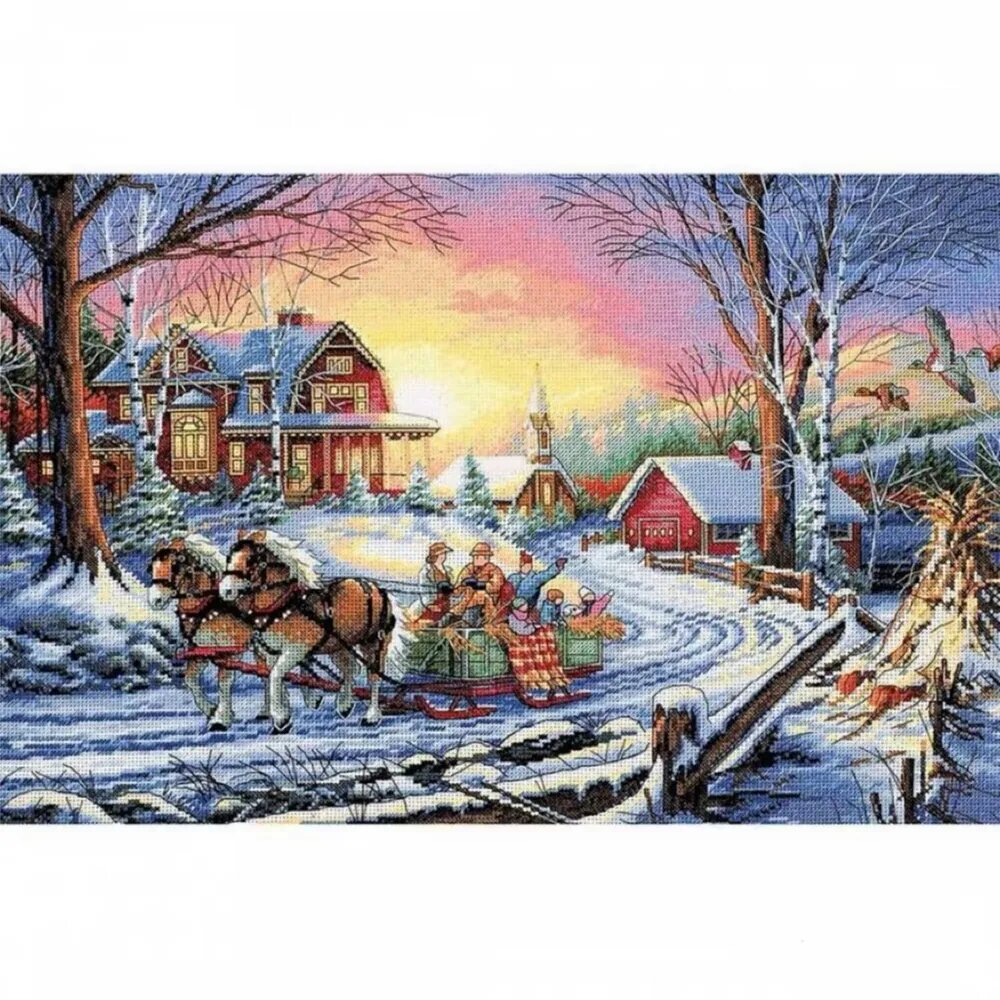 Набор для вышивания Набор для вышивания крестиком-DIMENSIONS 35208 - Winter snow scene "Зимняя снежная сцена" 18CT, 41x25cm