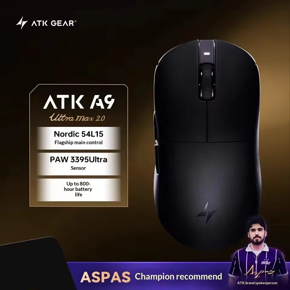 Беспроводная игровая мышь ATK A9 Air Ultimate A9 ULTRA MAX Black