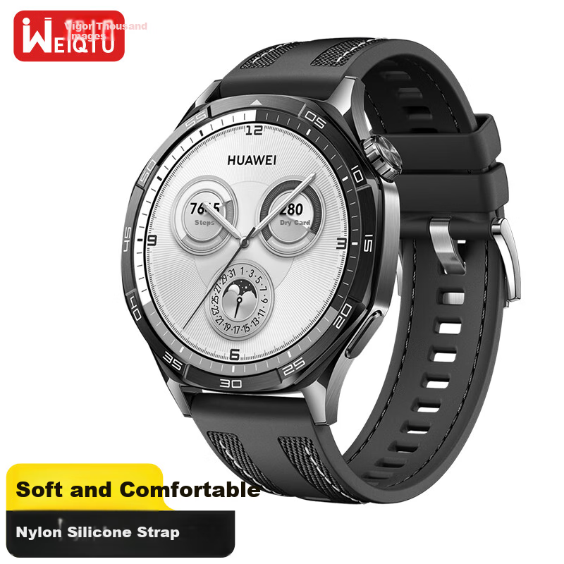 Силиконовый ремешок для умных часов Huawei GT6/GT5/5Pro/GT4/WATCH5 41/42 мм черный 18 мм крепление Размер：41/42 мм