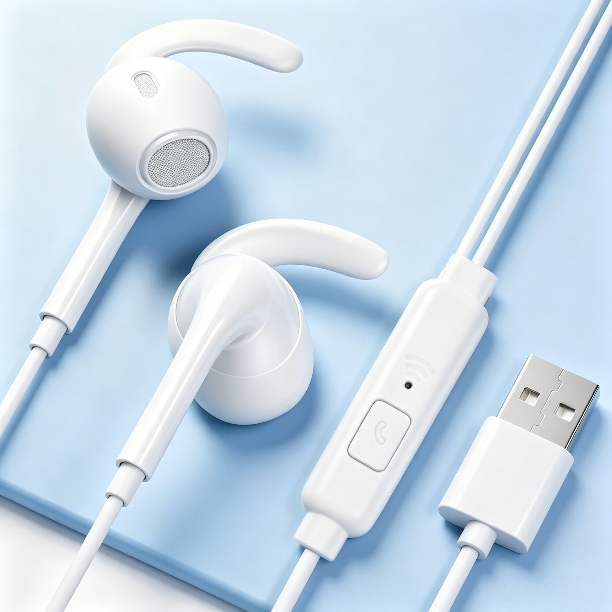 USB проводные внутриканальные игровые наушники с микрофоном, белые, для ноутбуков и ПК