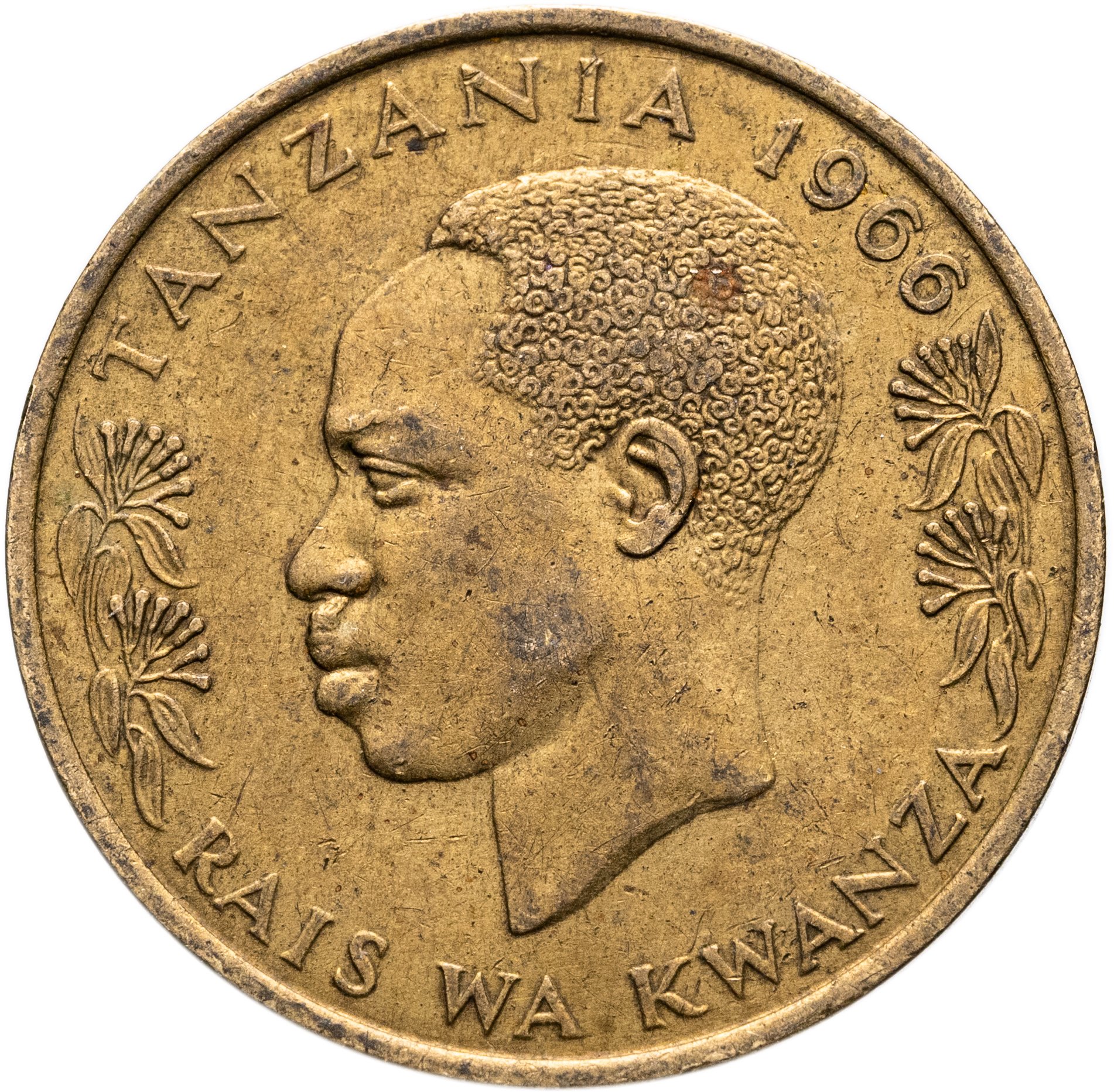 Танзания 20 центов cents 1966, Латунь, в сохранности XF