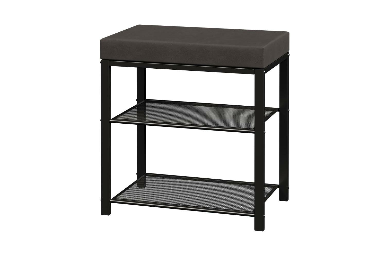 Банкетка в прихожую Торонто 47х49х30 см, с полками для обуви, цвет серый, чёрный