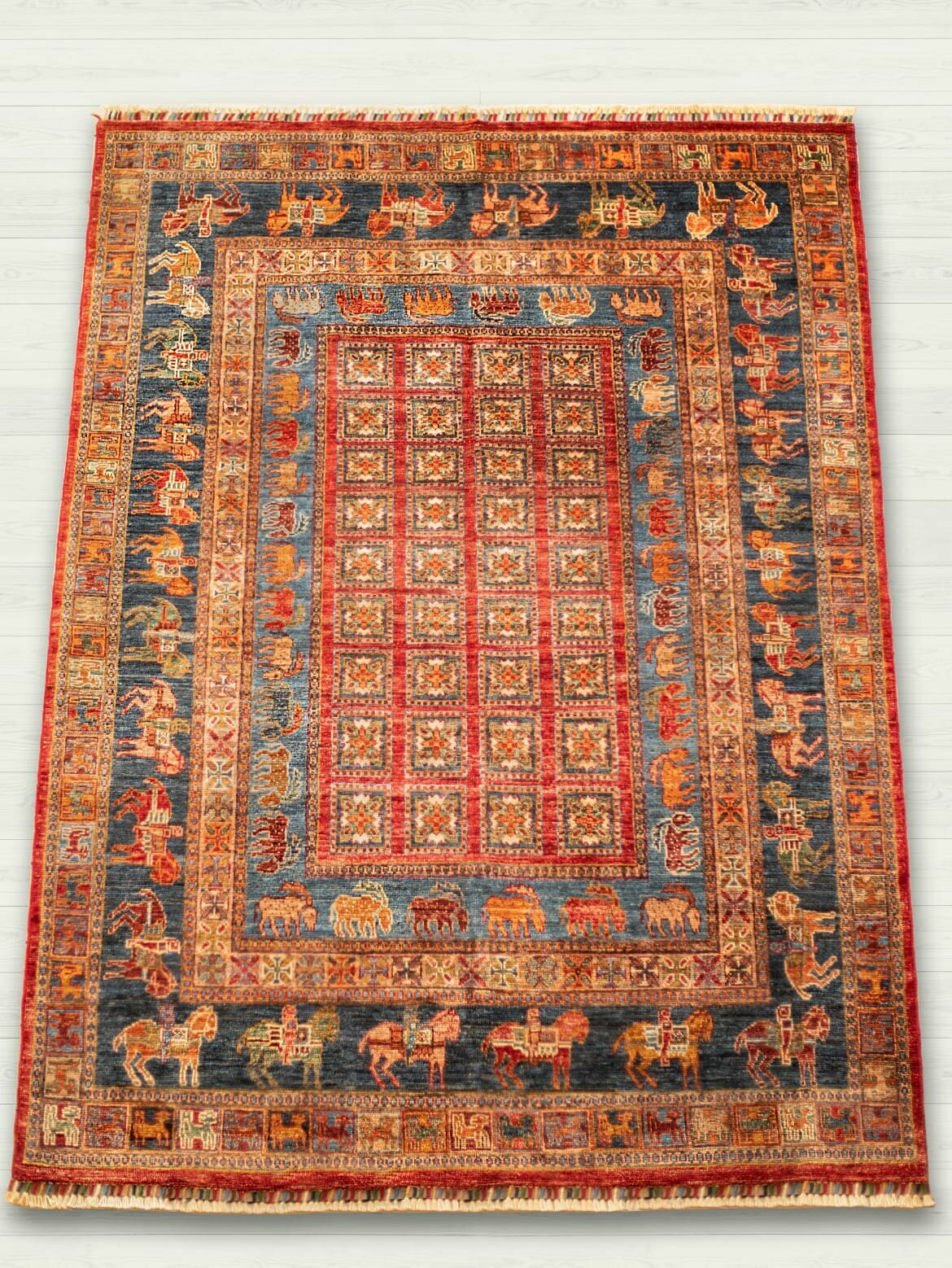 Ковер ручной работы "Всадники" из шерсти